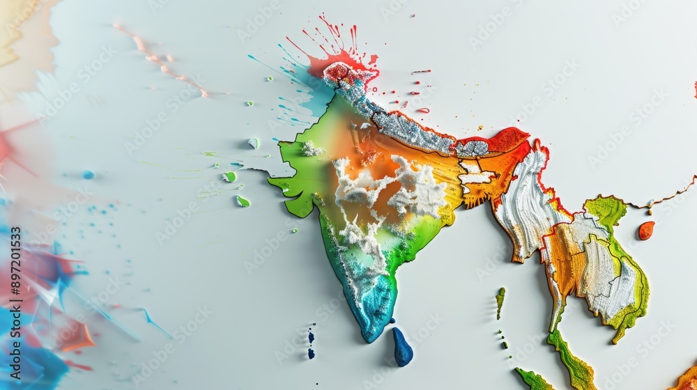 Vibrant 3d map of india showcasing its rich cultural diversity through ...