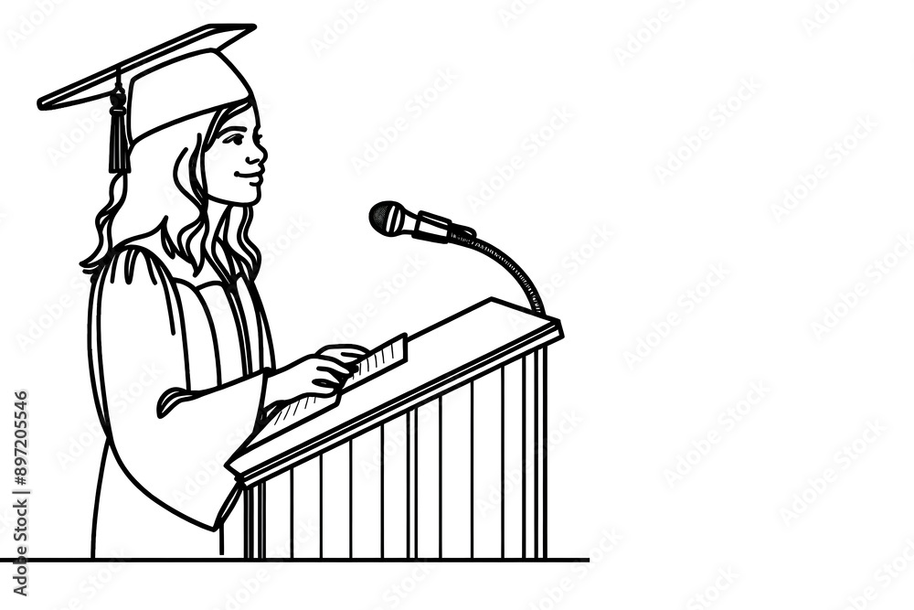 continuous single line art drawing of a college school student giving ...
