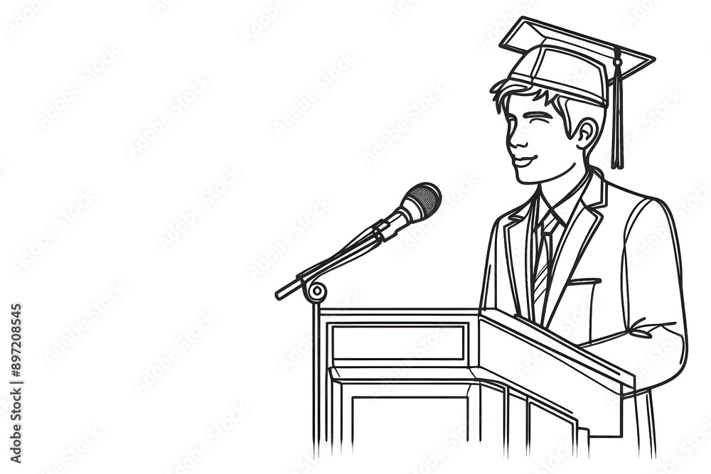 continuous single line art drawing of a college school student giving ...