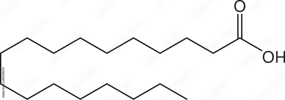 Stearic acid chemical molecule structure and molecular chain formula ...
