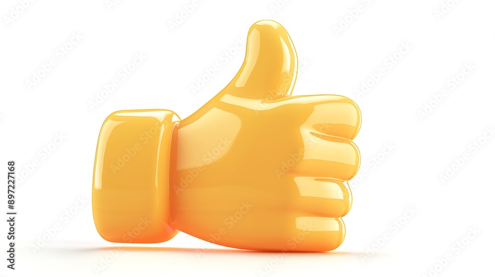 emoji icon of a thumbs up symbol in a bright yellow hue showing a ...