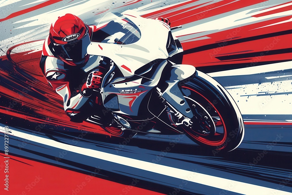 dynamic vector illustration of a sleek racing motorcycle leaning into a ...