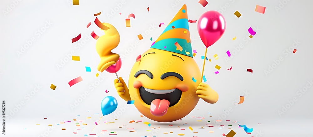 emoji icon of a face with a party blower and hat celebrating with ...