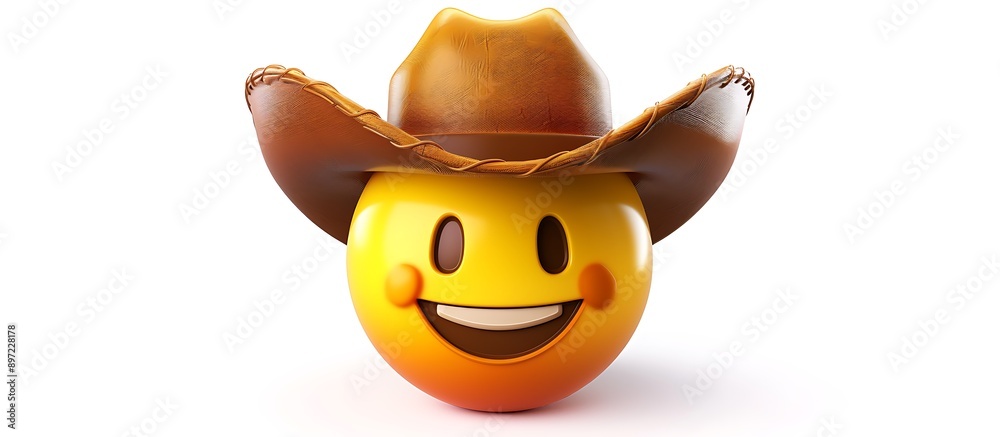emoji icon of a face with a cowboy hat featuring a cheerful expression ...