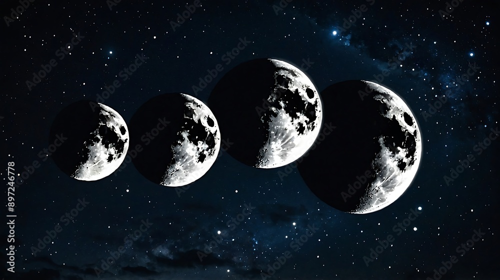 Illustration of the Phases of the Moon Featuring All Lunar Stages from ...