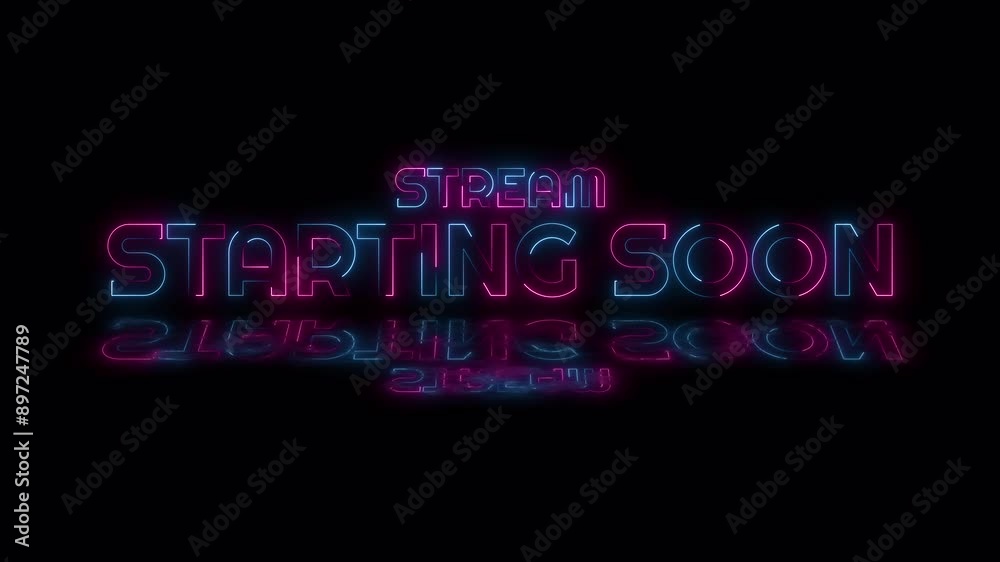 Stream starting soon neon text animation suitable for video live ...