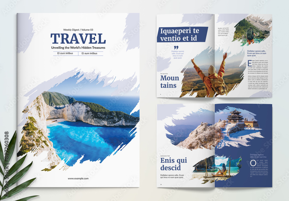Travel Agency Magazine Layout Stock Template | Adobe Stock