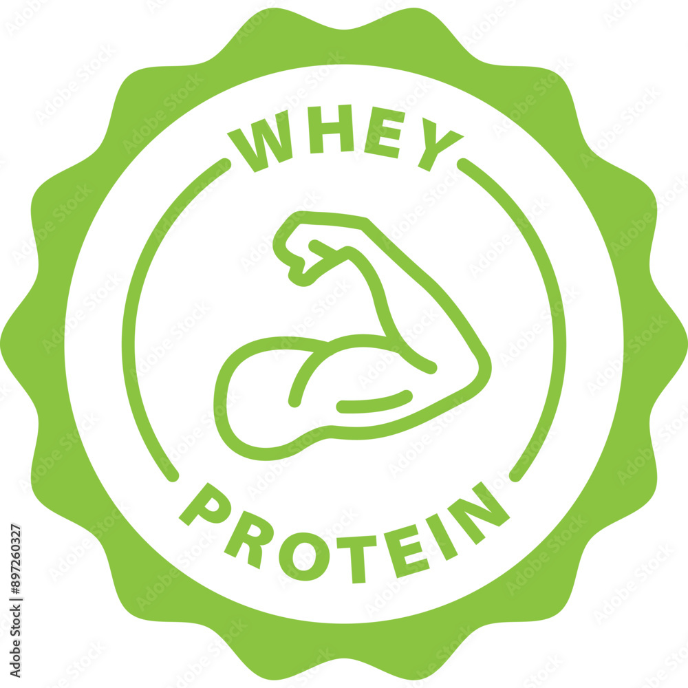 green whey protein outline icon round rounded circle badge stamp label isolated on transparent ...