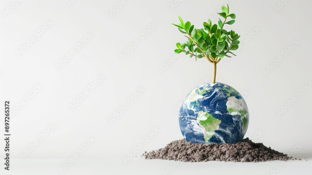 ภาพประกอบสต็อก earth day concept , white background image , world ...