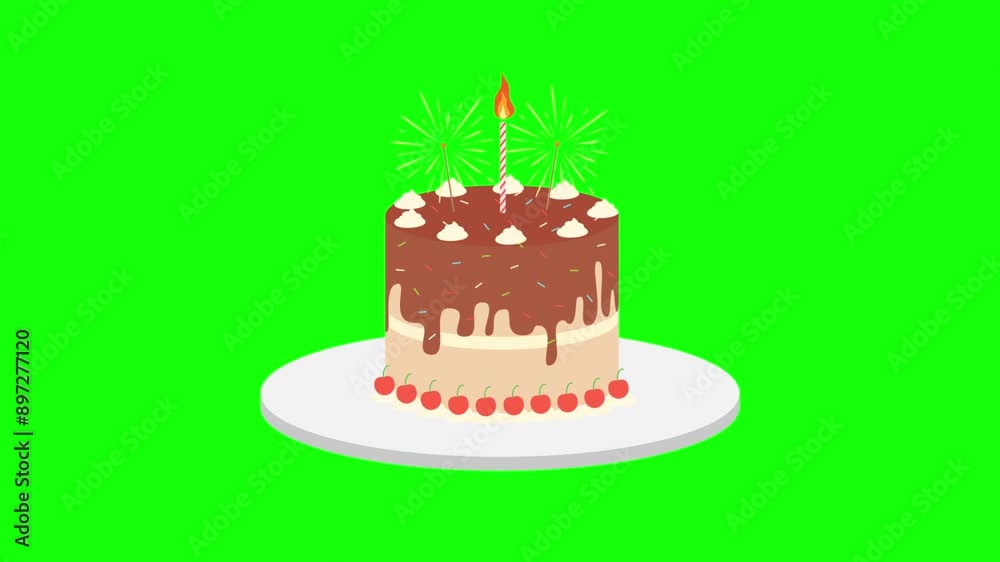 Birthday cake animation. cake animation. green screen background. happy ...