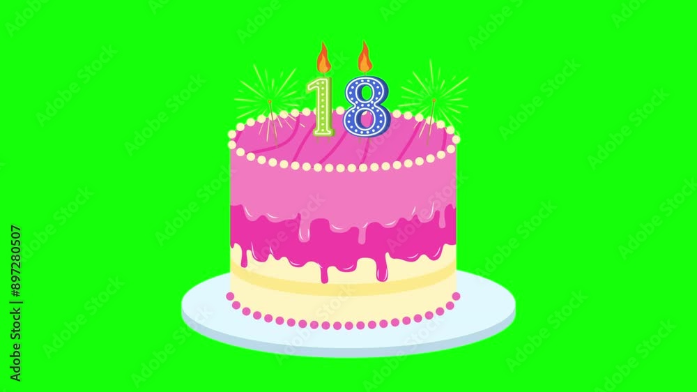 Birthday cake animation. cake animation. green screen background. happy ...