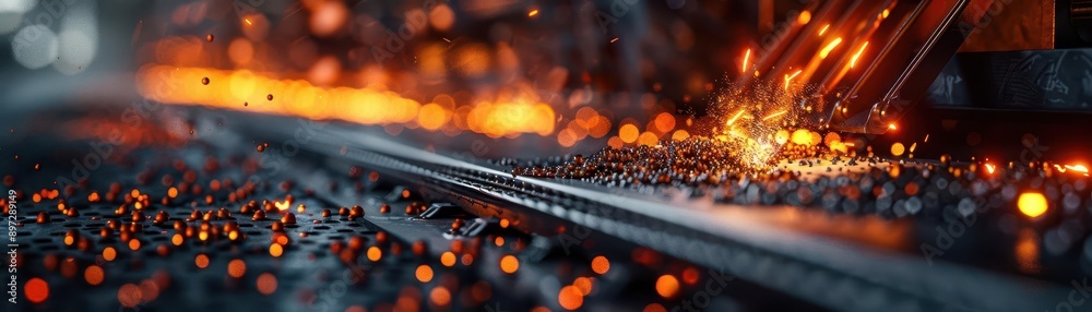 Create a scene depicting the intricate process of metal smelting in a ...