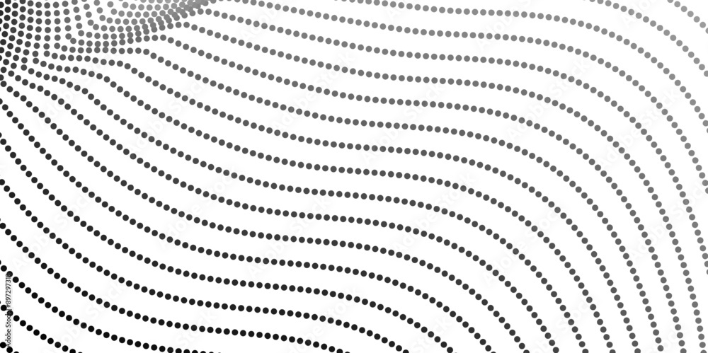 Wavy abstract halftone black dots isolated on a transparent background ...