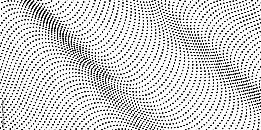 Vetor de Wavy abstract halftone black dots isolated on a transparent ...
