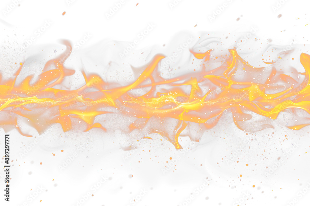 Translucent fire flames and sparks with horizontal repetition on ...