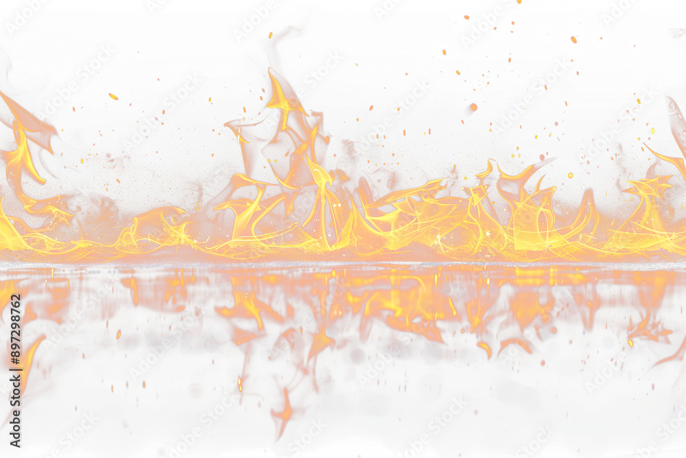 Translucent fire flames and sparks with horizontal repetition on ...