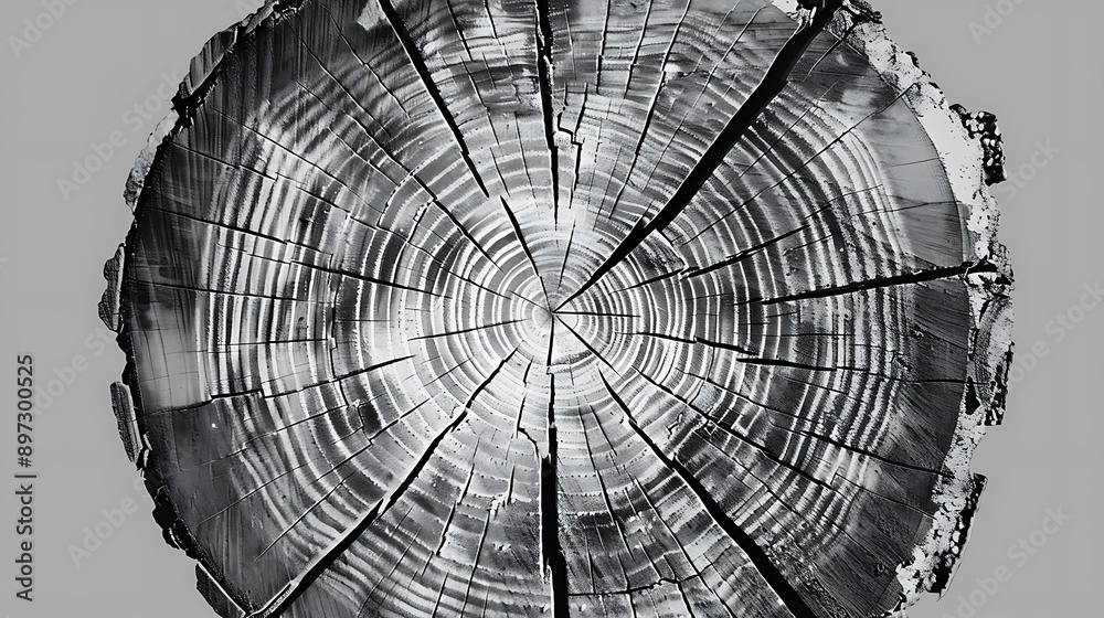 Cross-Section of a Tree Showing Growth Rings and Cracks Stock Photo ...