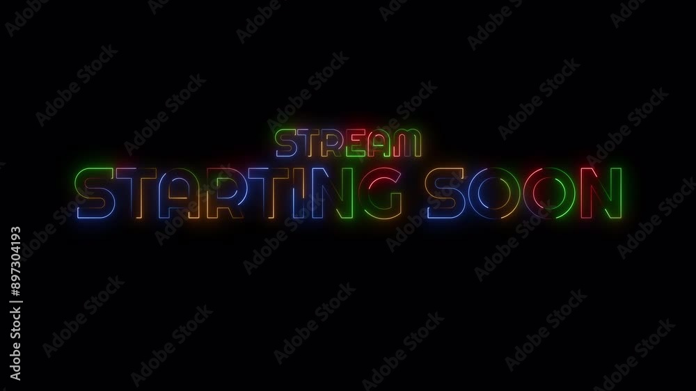 Stream starting soon neon text animation suitable for video live ...