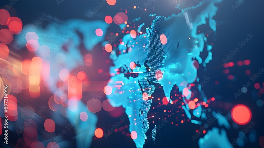 Global Connectivity Digital Map with Glowing City Connections on Softly ...