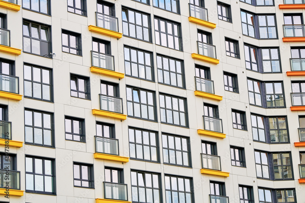 Detail of residential complex, rhythm of the windows, high-rise ...