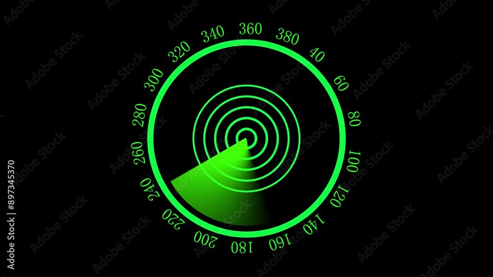 A radar icon with a circular design. It features concentric circles and ...
