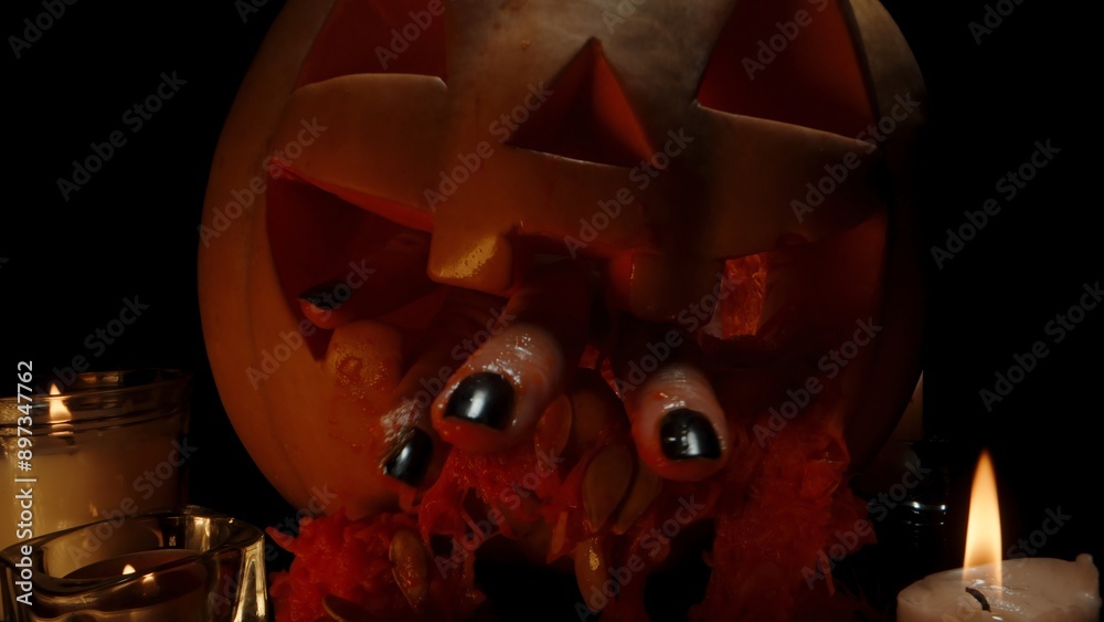 A Blood-Stained Hand from the Pumpkin Tries to Grab and Reach Me ...