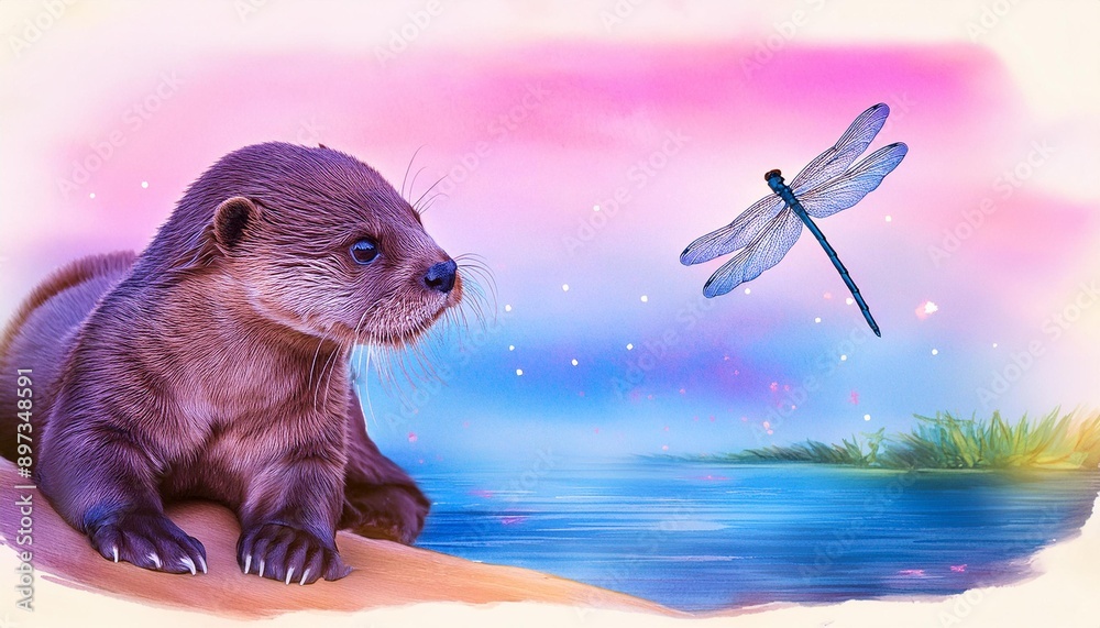 Dragonfly Dance: Otter Cub's Riverbank Delight" "Whiskers and Wings ...