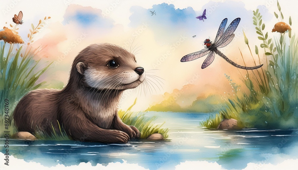 Dragonfly Dance: Otter Cub's Riverbank Delight" "Whiskers and Wings ...