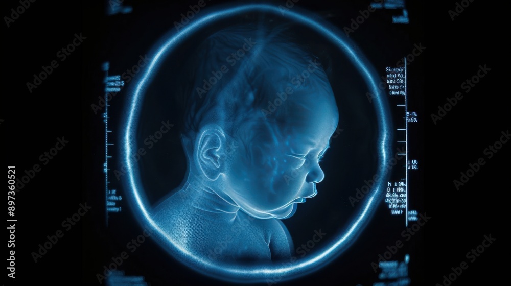 Foto de Detailed MRI scan showing the profile of a baby's head ...