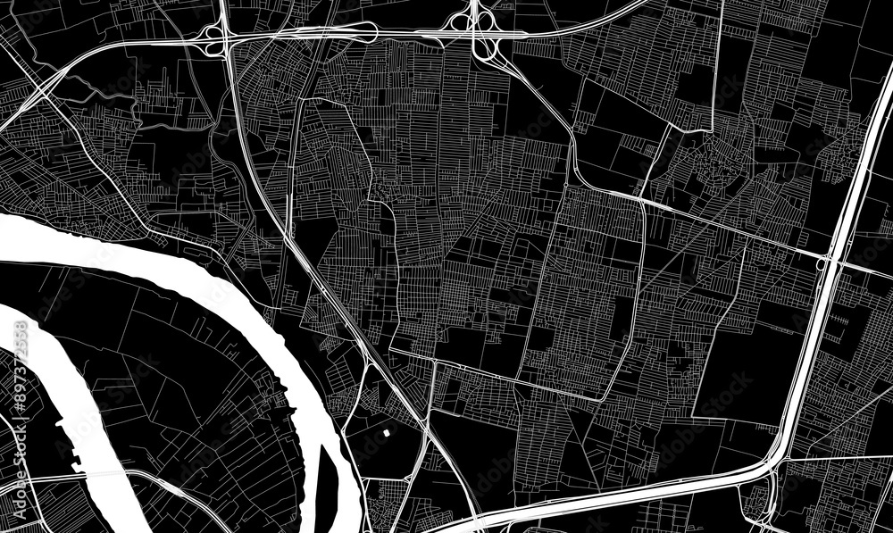 Map of Shubra El Kheima, Egypt. Black and white city map, metropolitan ...