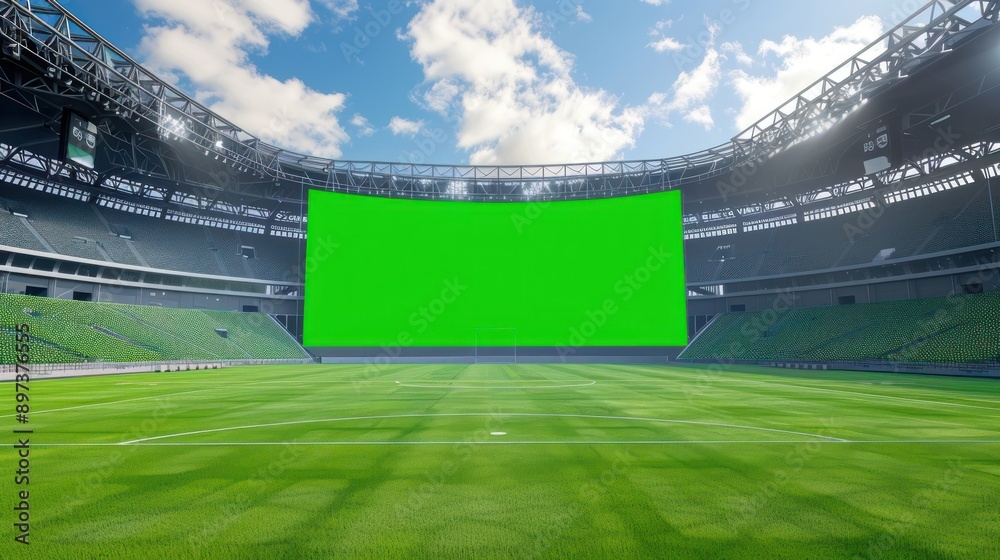 Digital Scoreboard with Chroma Key Green Screen at Stadium Roof Stock ...