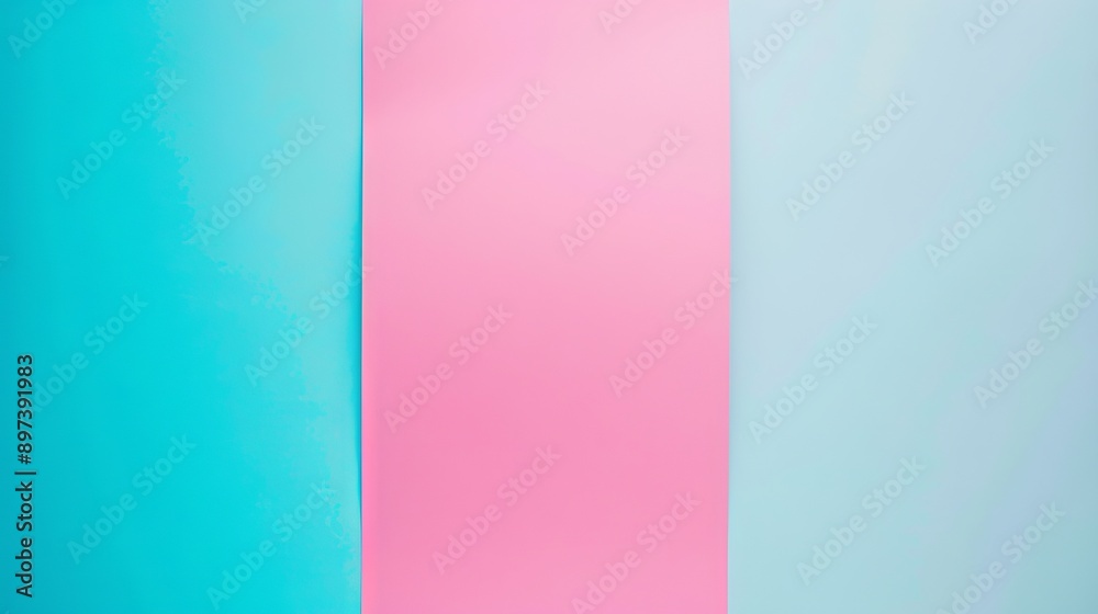 Split color background in shades of aqua blue and vibrant pink. Concept of creative backdrop ...