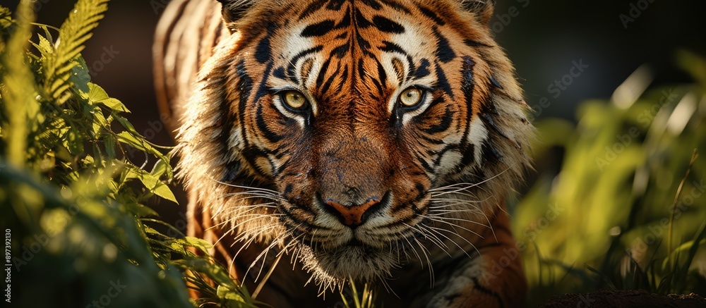 Tiger portrait and facing forward. Wild animals Stock Illustration ...