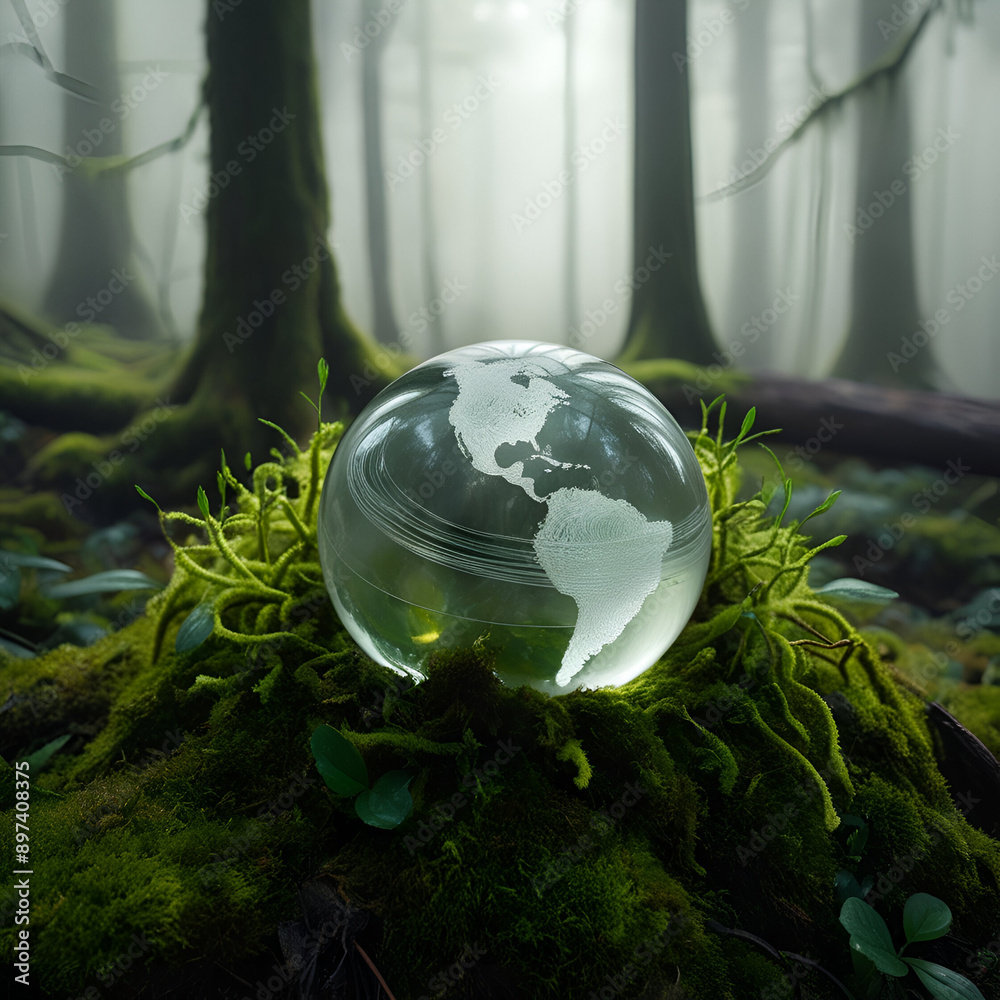World globe at forest, Earth Day - Environment - Green Globe In Forest ...