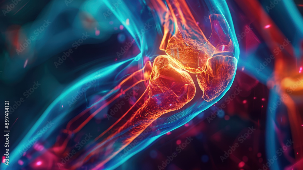 Holographic image of knee pain with detailed joint structure, Pain's ...