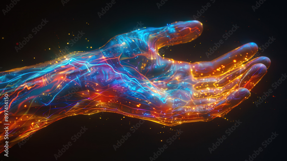 Holographic projection of nerve pain in a human hand, Pain's hologram ...
