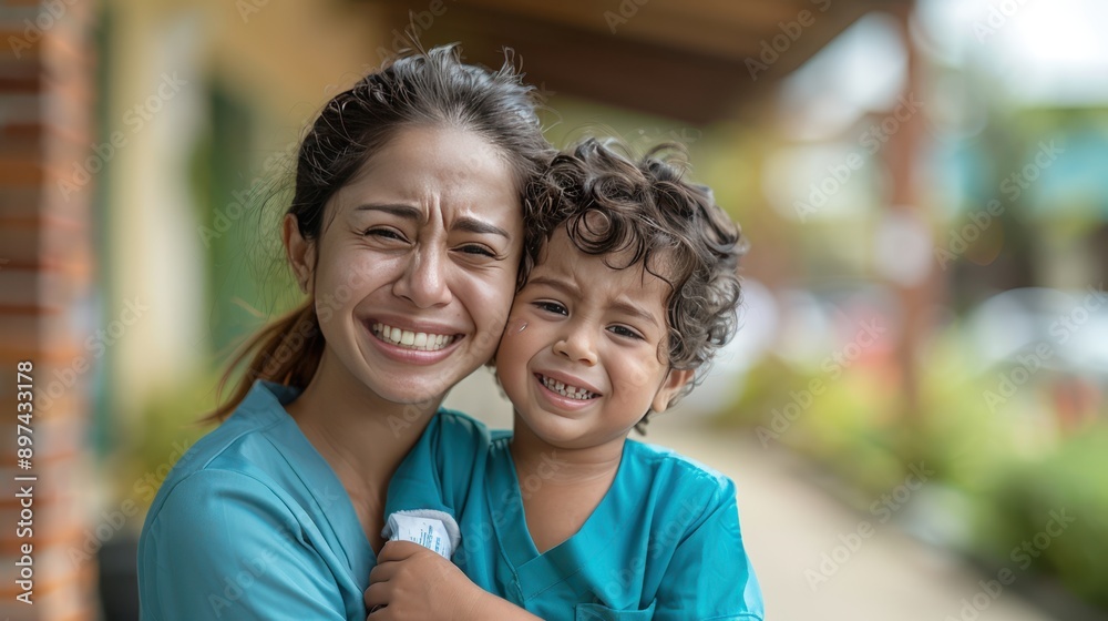 Tender Comfort: Nurse Soothing Crying Child Post Dengue Fever Injection ...