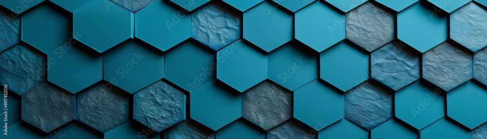 Geometric tessellation pattern formed by interlocking metallic hexagons ...