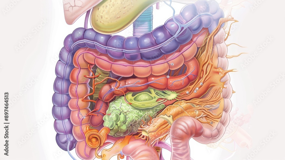 A detailed illustration of the digestive enzymes and their roles in ...
