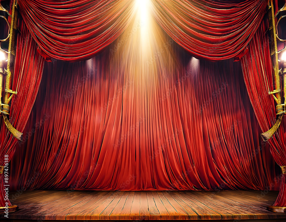 Carnival Stage with Red Curtain- A 3D stage with a red curtain and ...