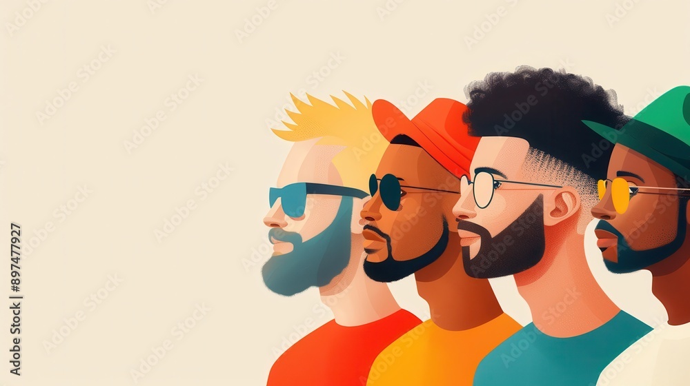 This image shows animated profile views of a diverse and vibrant group ...