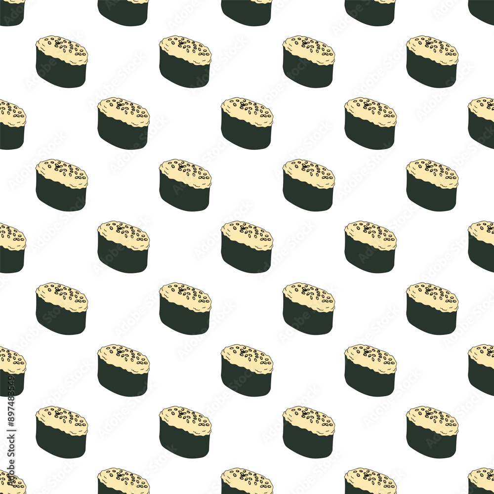 Seamless pattern with sushi for decorative print, wrapping paper, menu ...