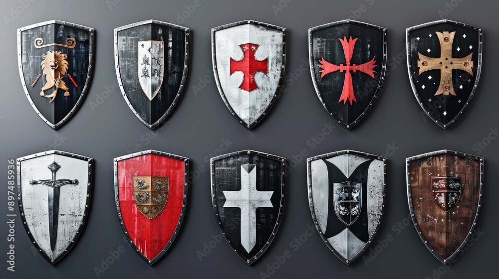 Glorious Medieval Knight Shields and Emblems: Heraldic Designs for ...