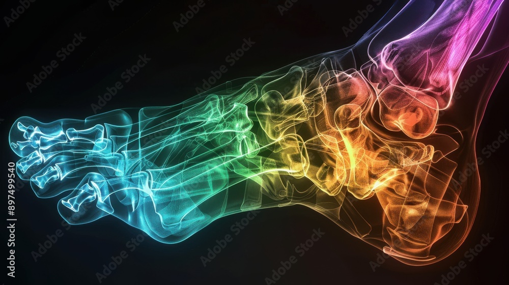 A detailed bone scan image showing the skeletal structure of a human ...