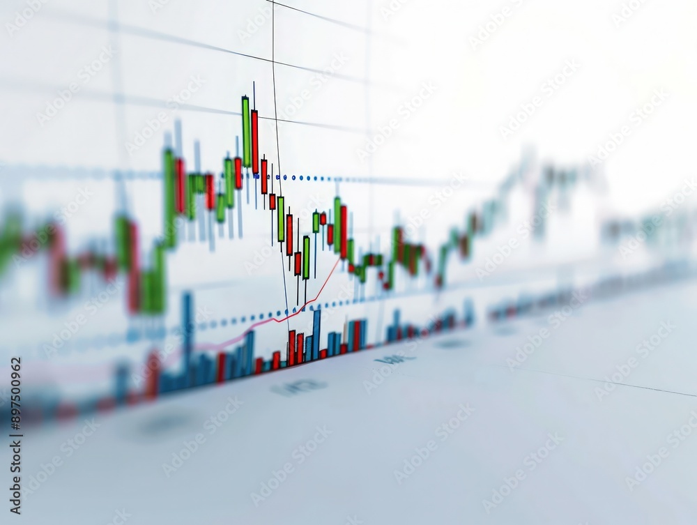 Financial chart showing a notable rise in stock values on a pristine ...