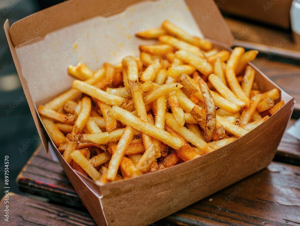 A box of crispy chicken tenders and golden fries, served with a side of ...