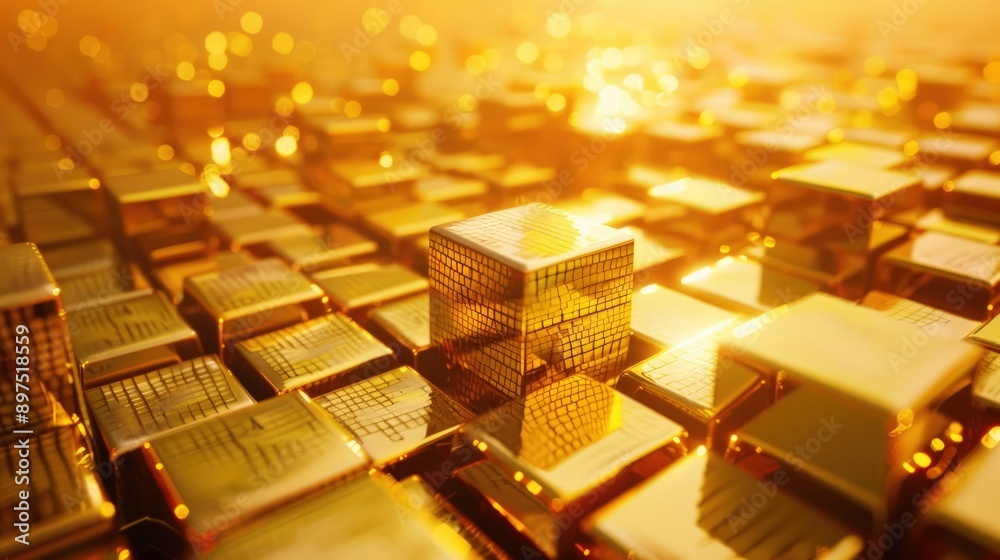 Honey gold blocks layer to represent sustained economic growth, on a ...