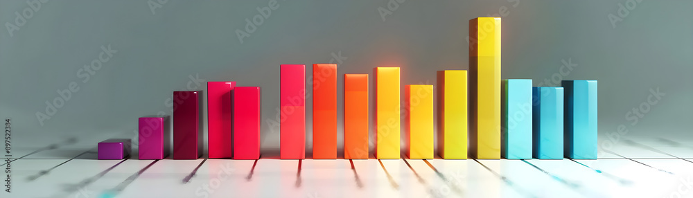 Colorful bar graphs representing revenue growth comparison, business ...