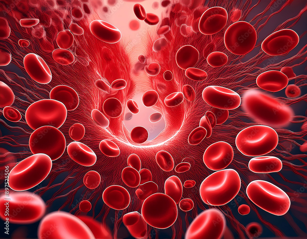 Red Blood Cells- A 3D-rendered background of red blood cells flowing ...