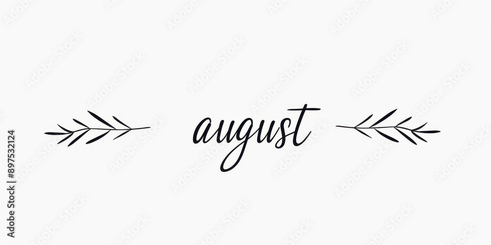 The word "august" written in a single line, a minimalistic drawing on a ...